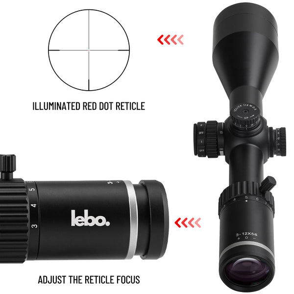 LEBO Opitcs 3-12x56 SFP Rifle Scope with BDC, HD Glass with Low Light ...