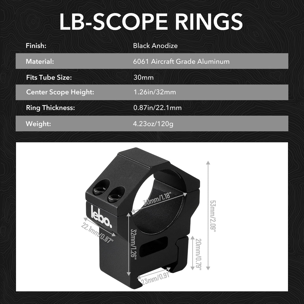 LEBO Optics 30mm Light Picatinny Scope Rings with Protective Tape, Per ...